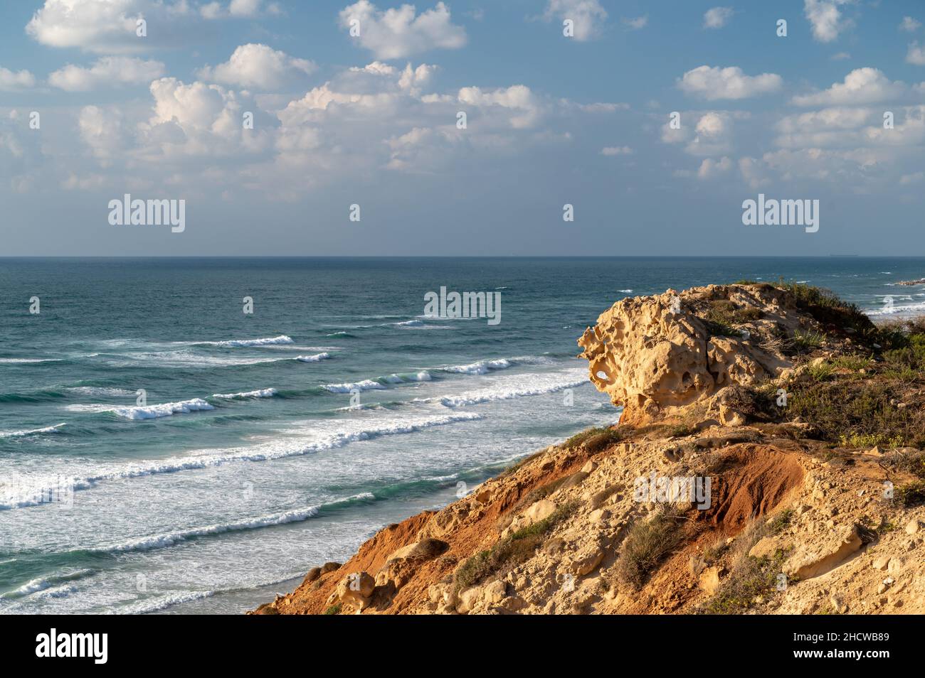 Argaman beach in Netanya in Israel view from the hill Stock Photo - Alamy