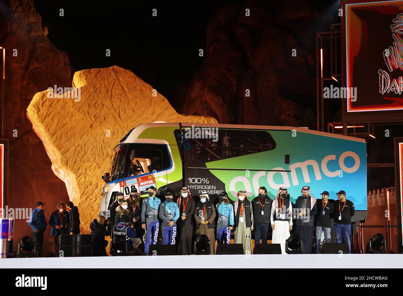 Hydrogen, electric truck during the Podium Start of the Dakar Rally ...