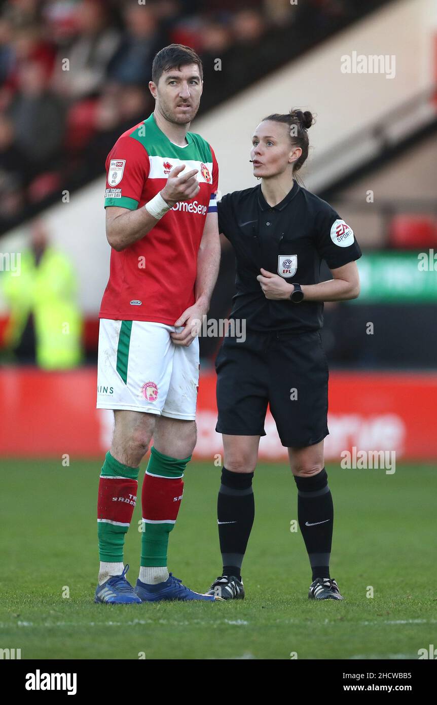 Referee Rebecca Welch during the Sky Bet League Two match at Banks's ...