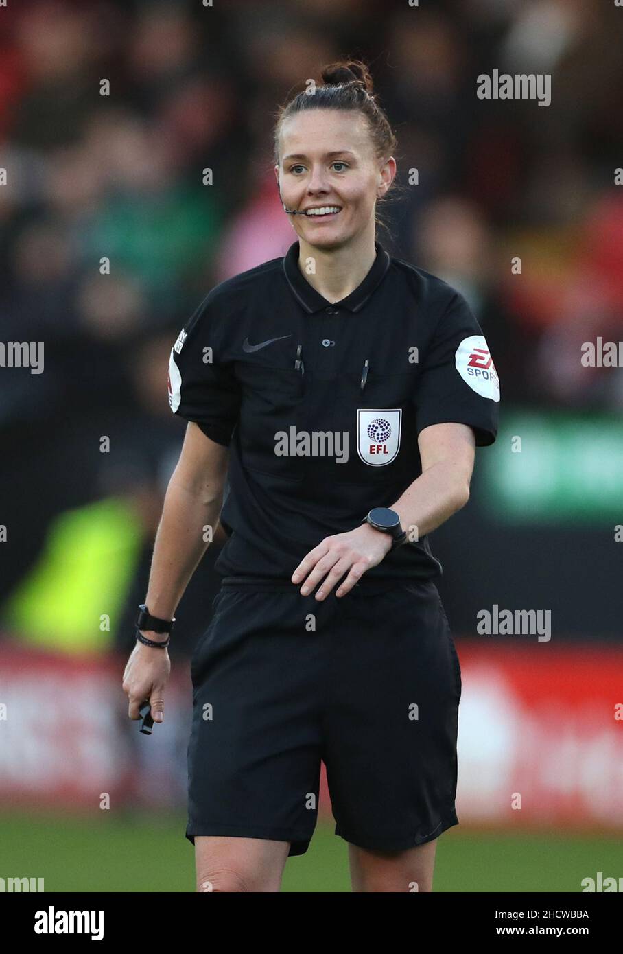 Referee Rebecca Welch during the Sky Bet League Two match at Banks's ...