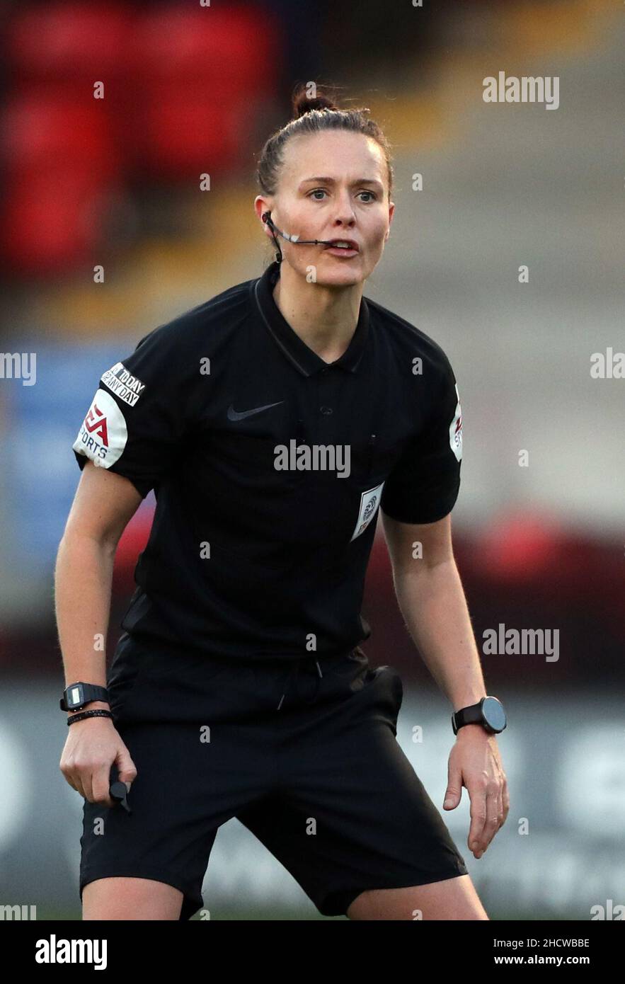 Referee Rebecca Welch during the Sky Bet League Two match at Banks's ...