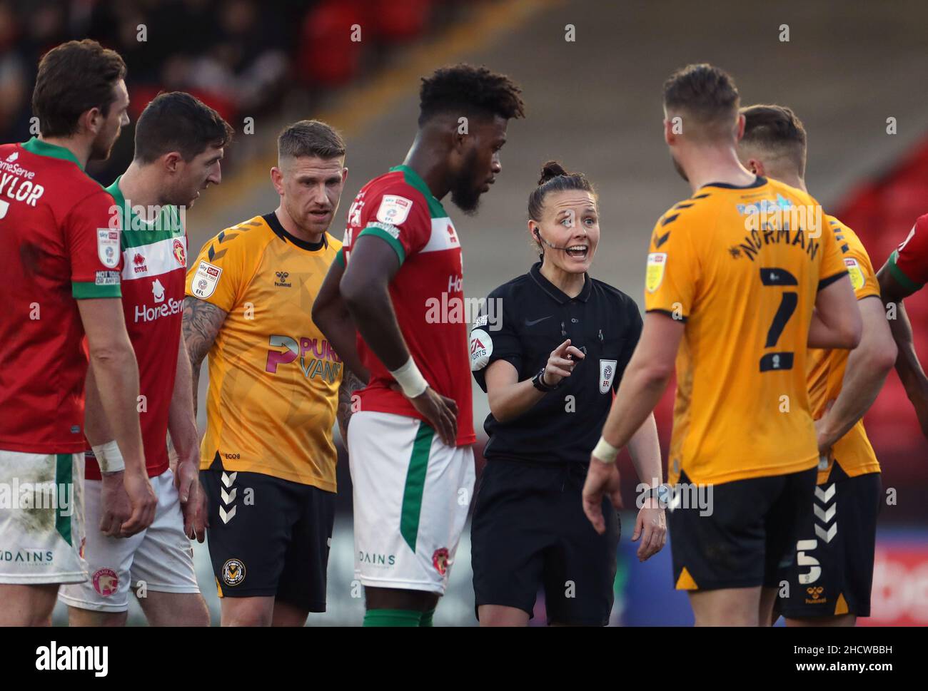 Referee Rebecca Welch during the Sky Bet League Two match at Banks's ...