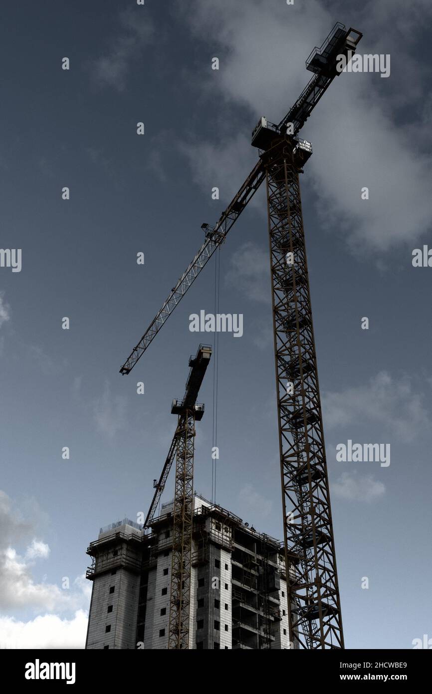 tower crane at the construction site of a multi-storey residential ...