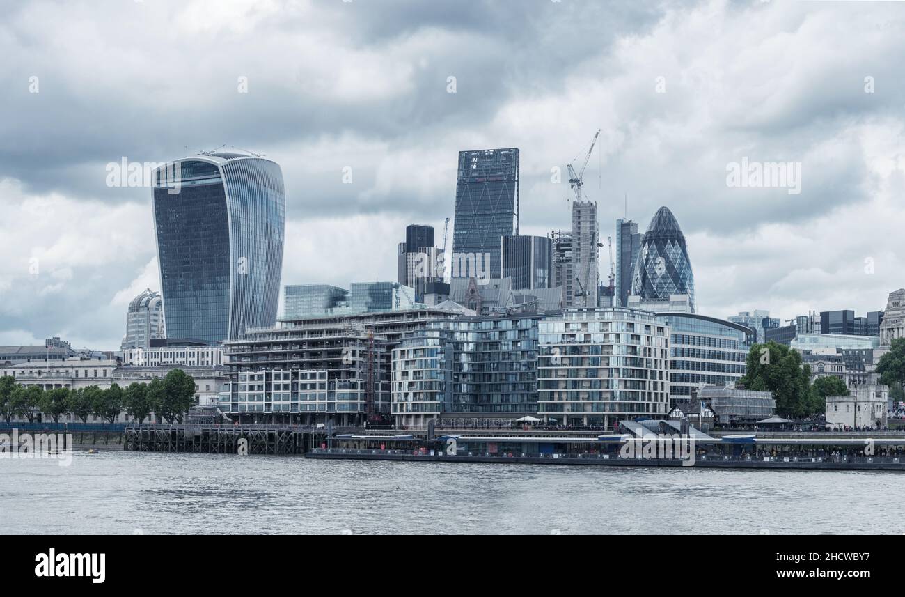 London dramatic sky. View on business modern district Stock Photo - Alamy