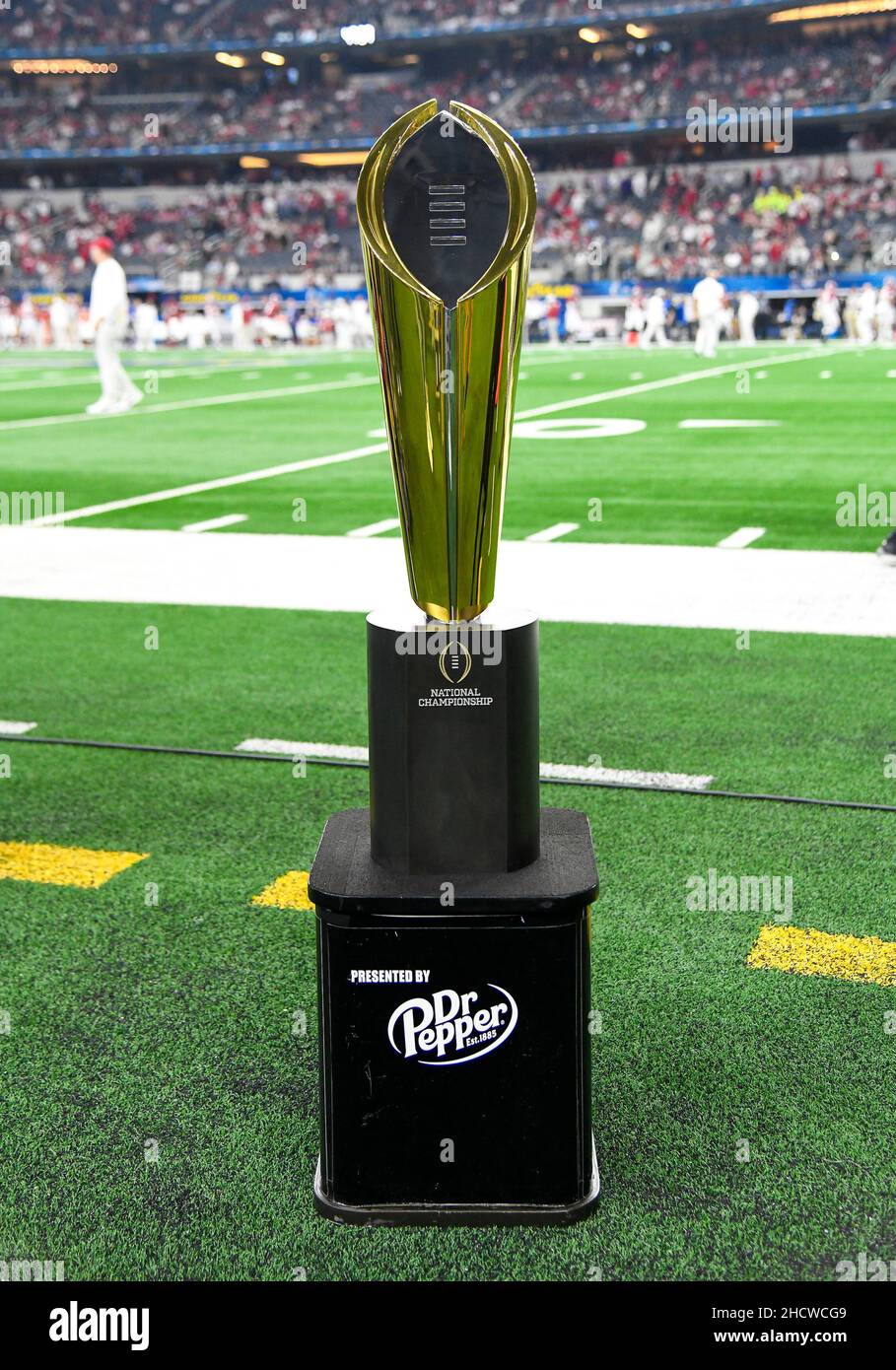 December 31, 2021: The National Championship trophy sits on the ...