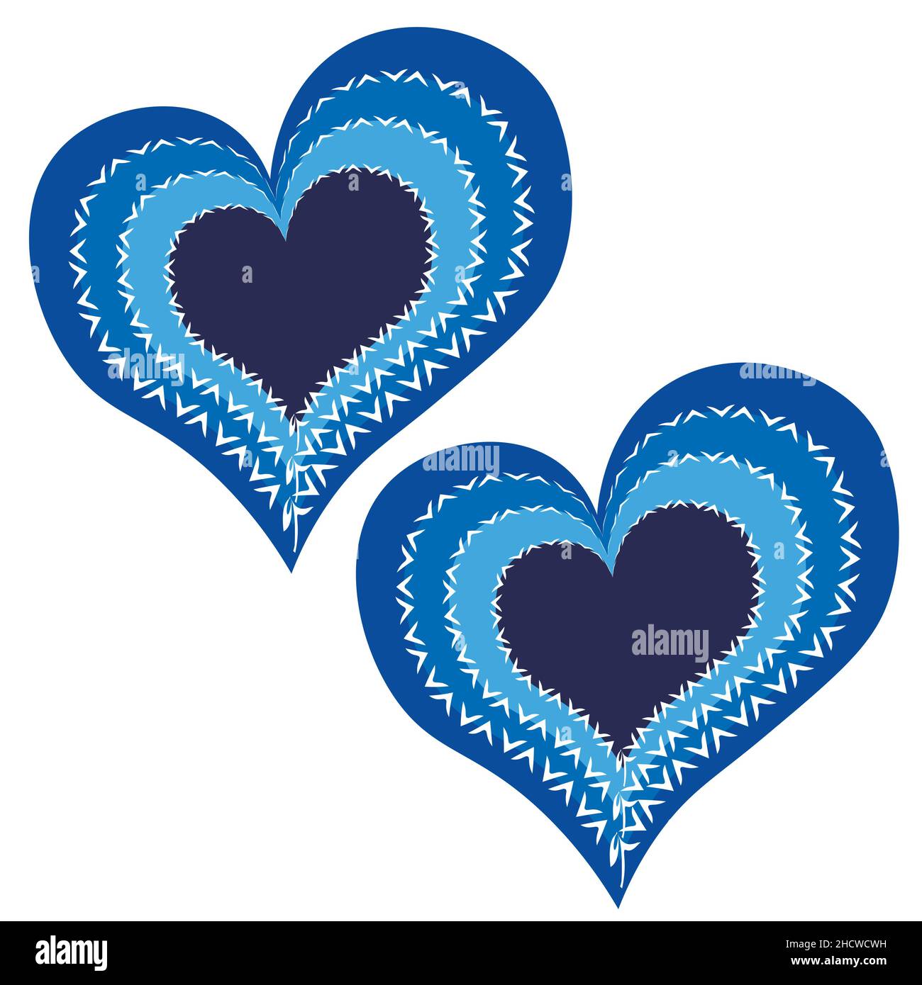Illustration on a square background - cold hearts - two abstract hearts ...