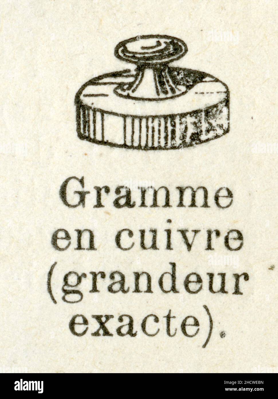 Gramme en cuivre, grandeur exacte. Dessin ancien Stock Photo - Alamy