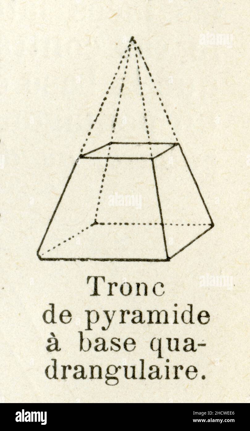 Tronc de pyramide à base de quadrangulaire. Dessin ancien Stock Photo ...