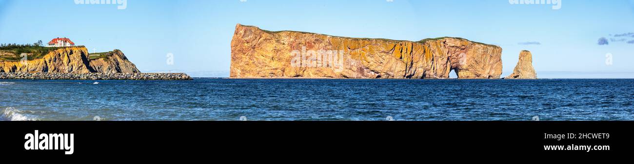 Rocher Perce rock in Gaspe Peninsula, Quebec, Gaspesie region, Canada ...