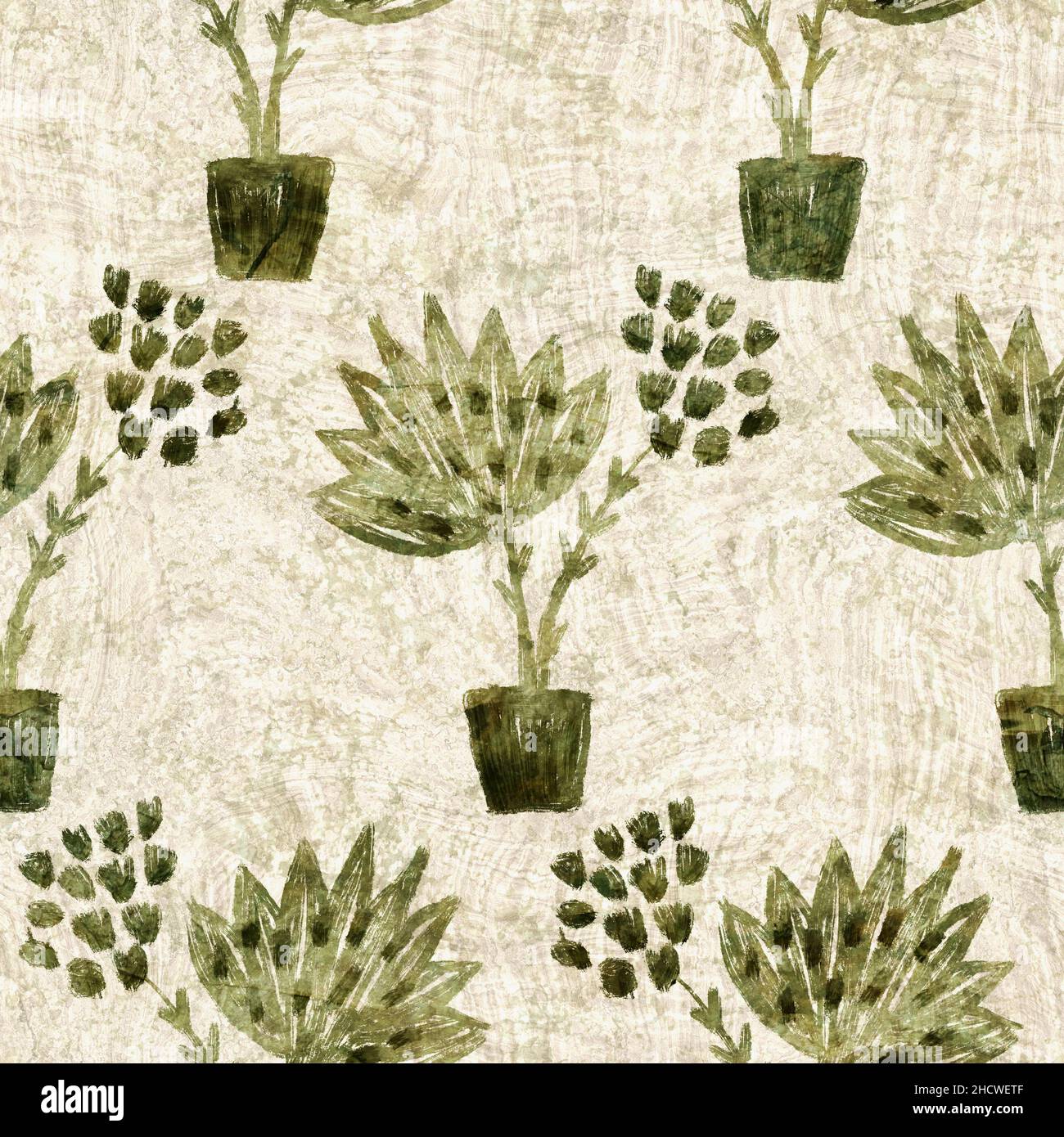 Desert plant on sand texture seamless raster pattern. Organic succulent ...