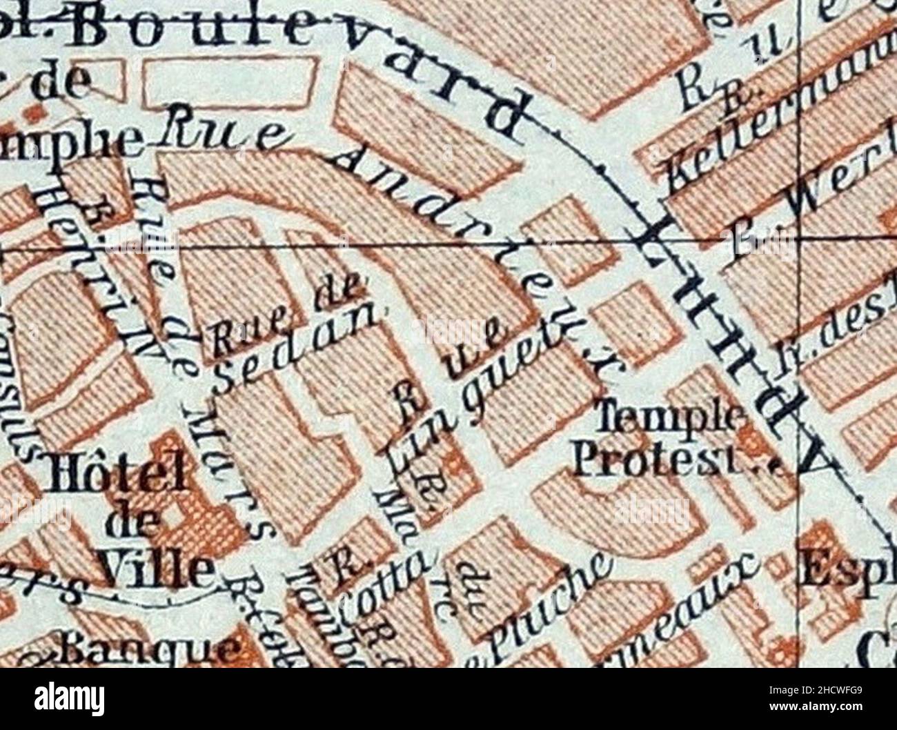 Reims — Plan du guide Baedeker de 1908 (01) (temple linguet Stock Photo ...