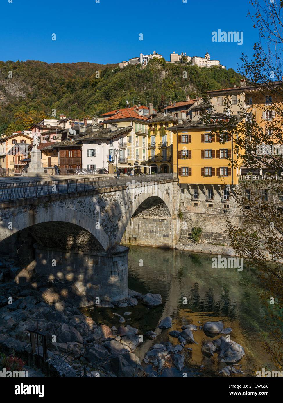 The beautiful village of Varallo, during fall season, in Valsesia ...