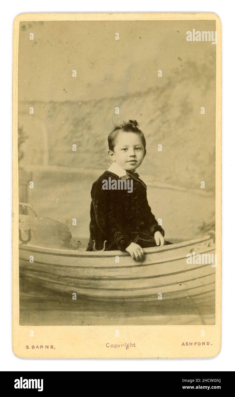 Original Victorian CDV of cute smiling young boy sitting in a rowing ...