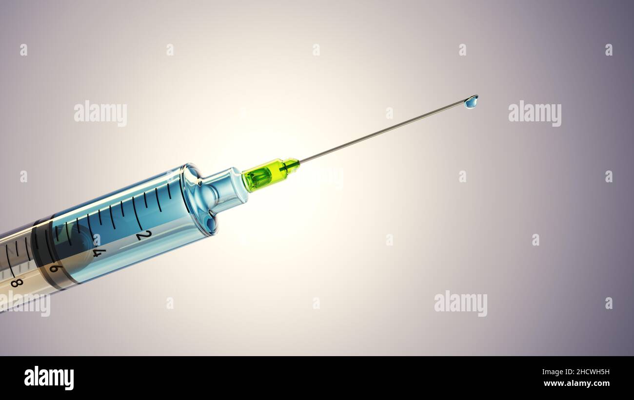 A 3D illustration of a Typical syringe with text space Stock Photo - Alamy