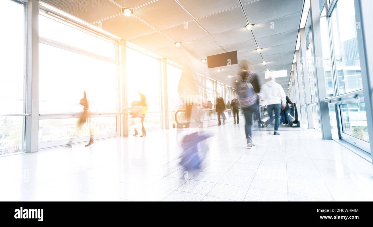 modern trade fair hall with blurred people Stock Photo - Alamy