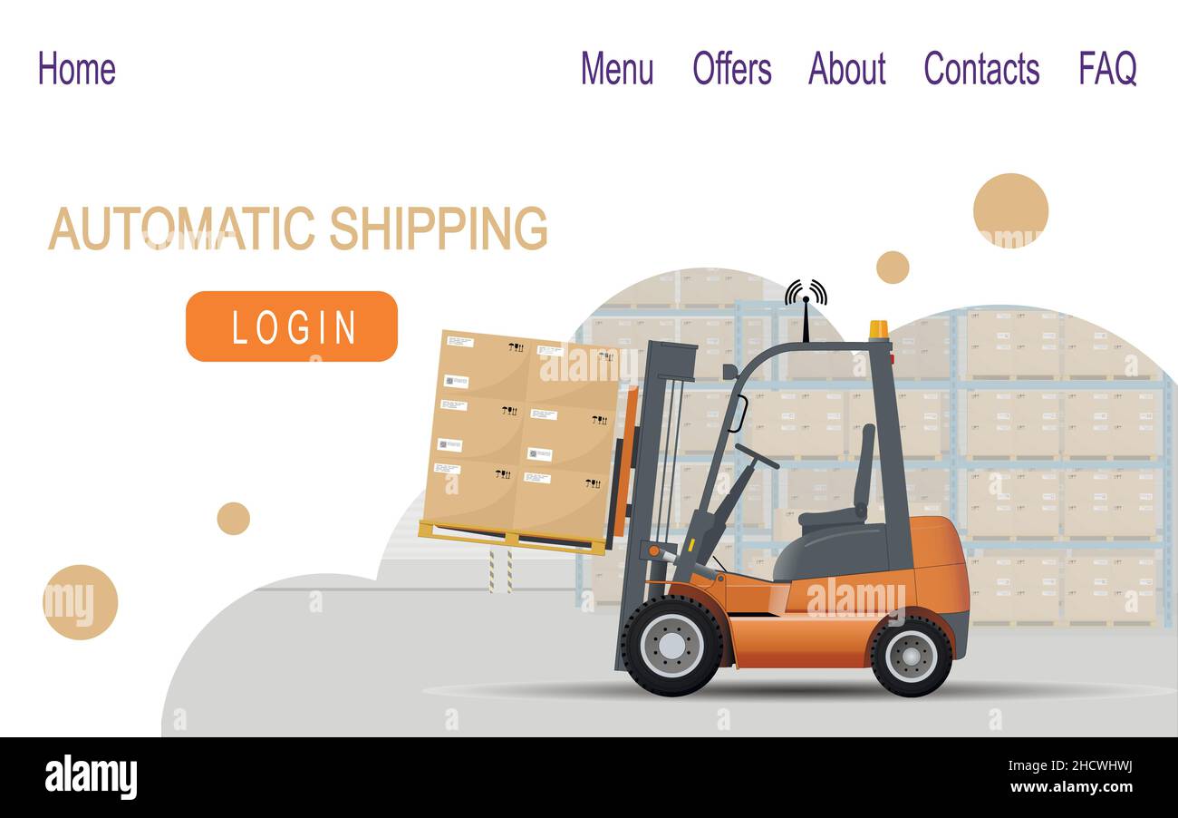 Automatic delivery, sorting and shipping of goods. Robotic ...