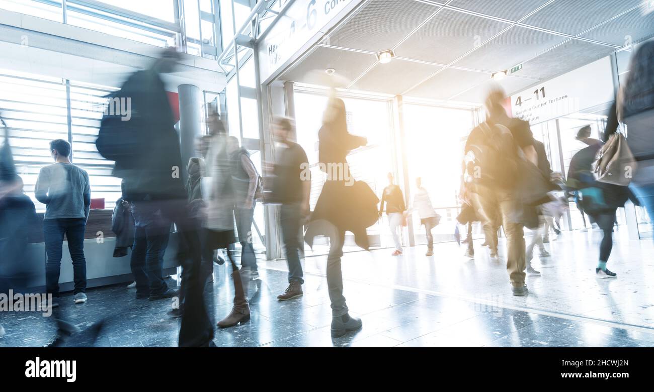 trade fair crowd at a corridor Stock Photo - Alamy