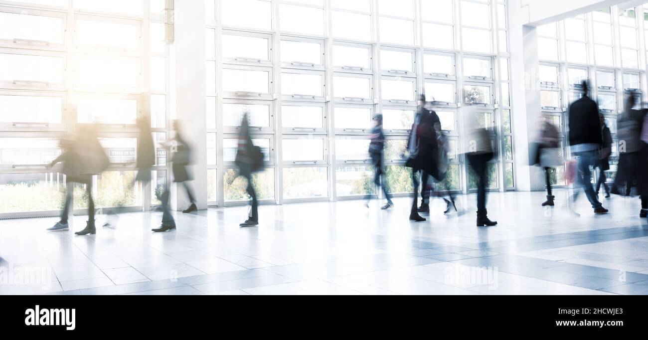 business people activity standing and walking at a Exhibition floor ...