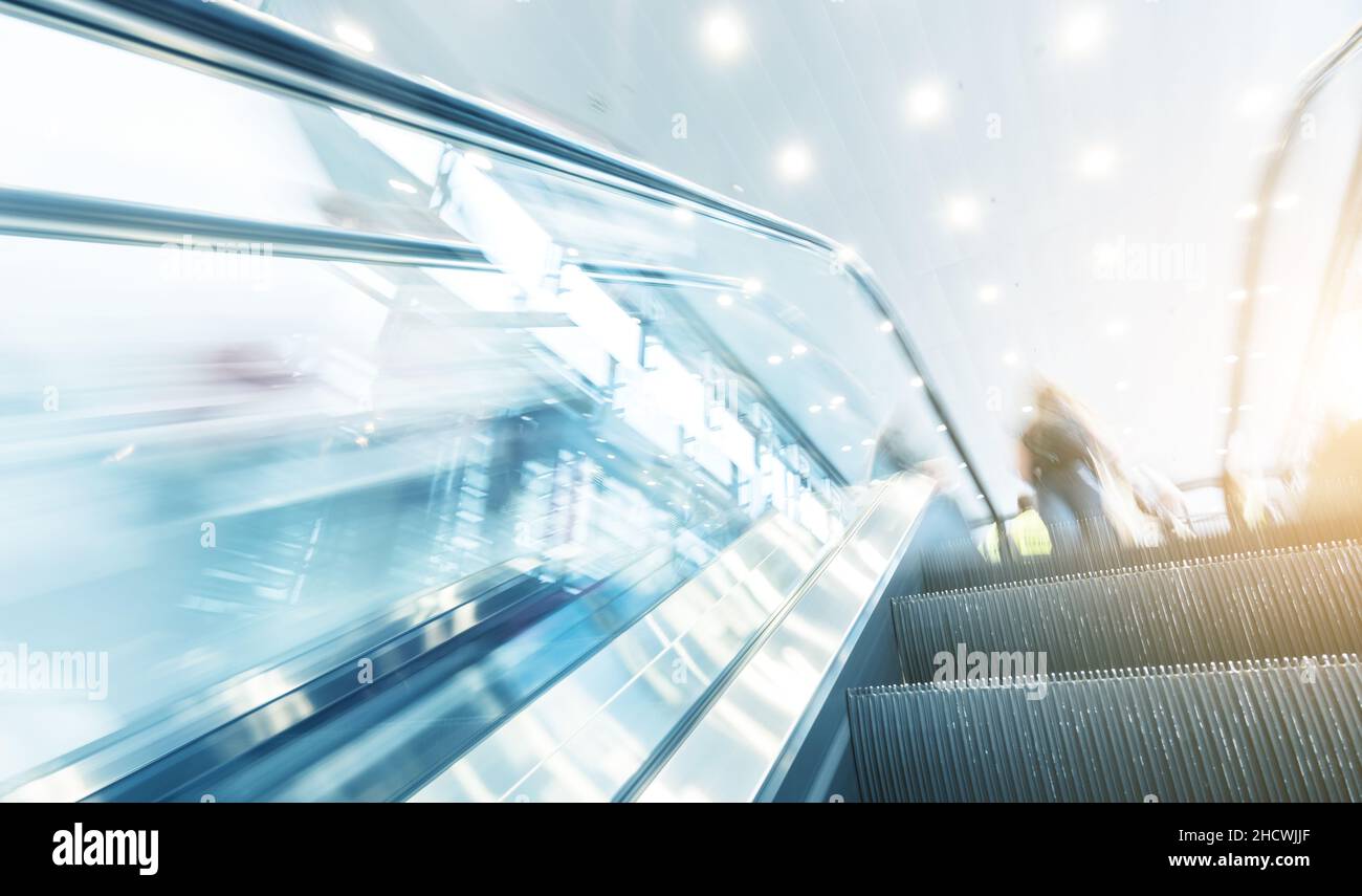 escalator view at a traid fair Stock Photo - Alamy