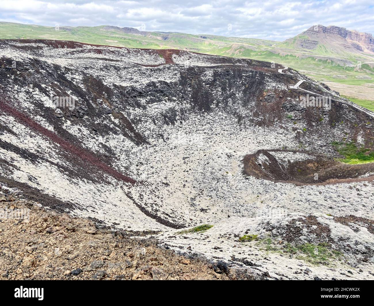 Ashes in an extinct Volcano Crater in Iceland Stock Photo - Alamy