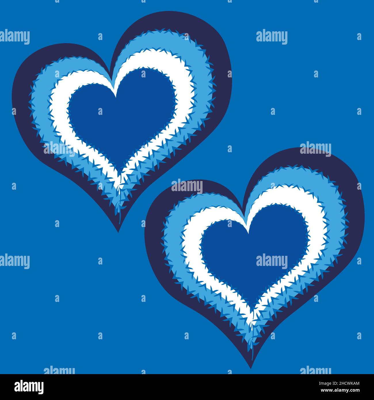 Illustration on a square background - cold hearts - two abstract hearts ...
