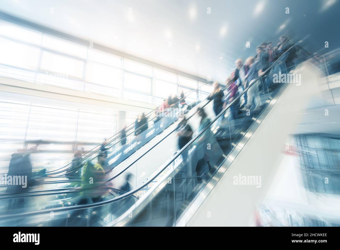 modern moving staircase at a trade fair Stock Photo - Alamy