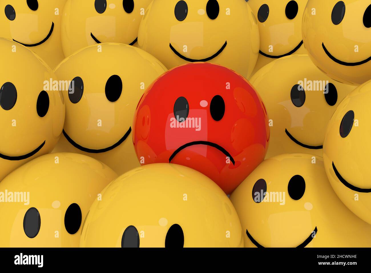 yellow smiley ball with red ball design model in 3D rendering Stock ...