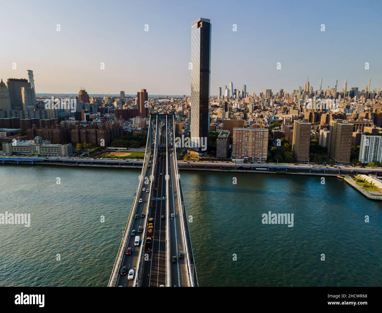 Aerial panoramic view with urban skyline residential buildings and ...