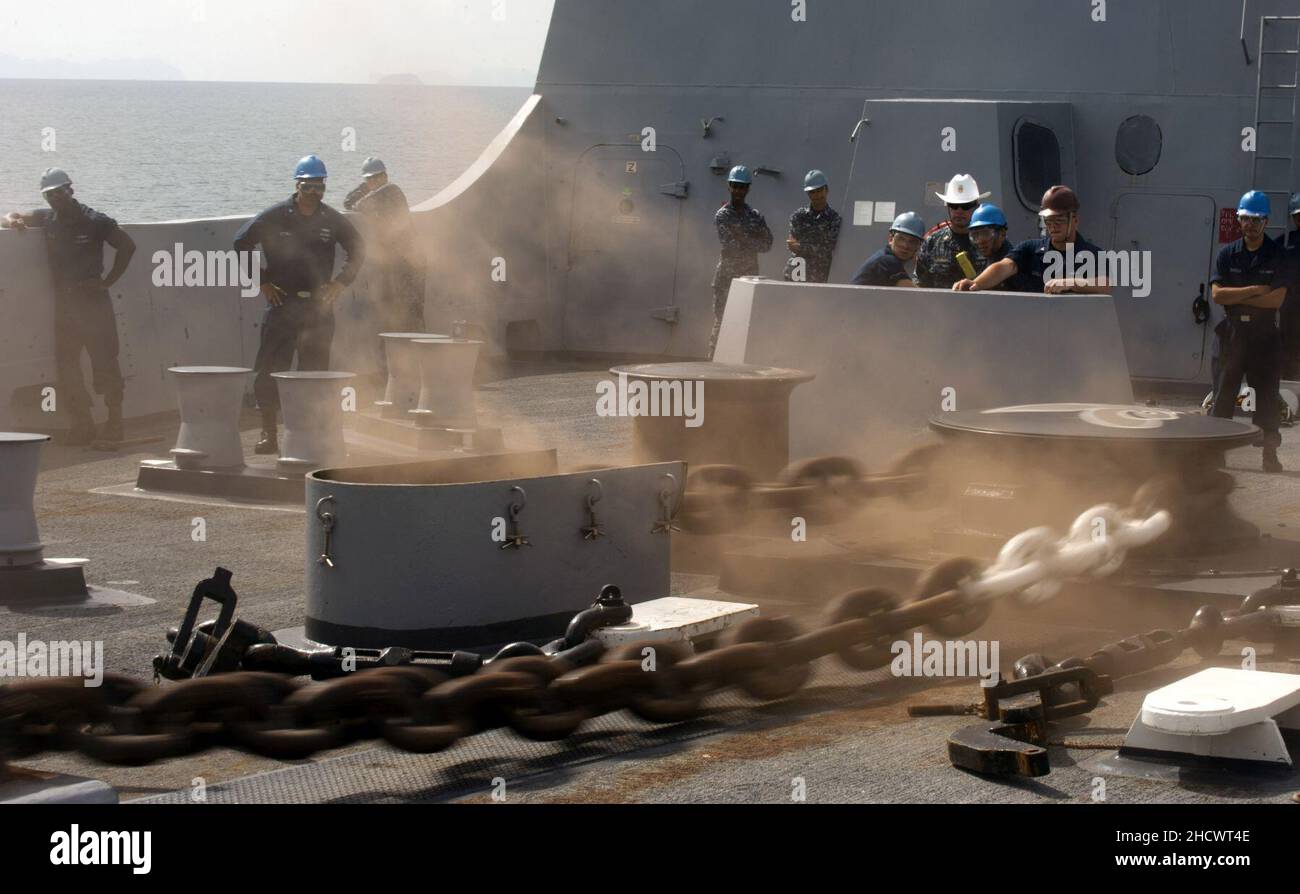 Releasing the anchor 120514 Stock Photo - Alamy