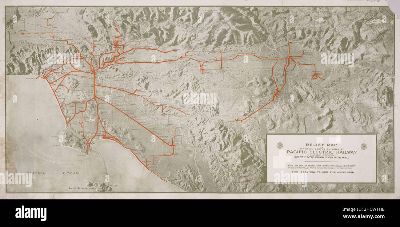 Relief map Pacific Electric Railway Stock Photo - Alamy