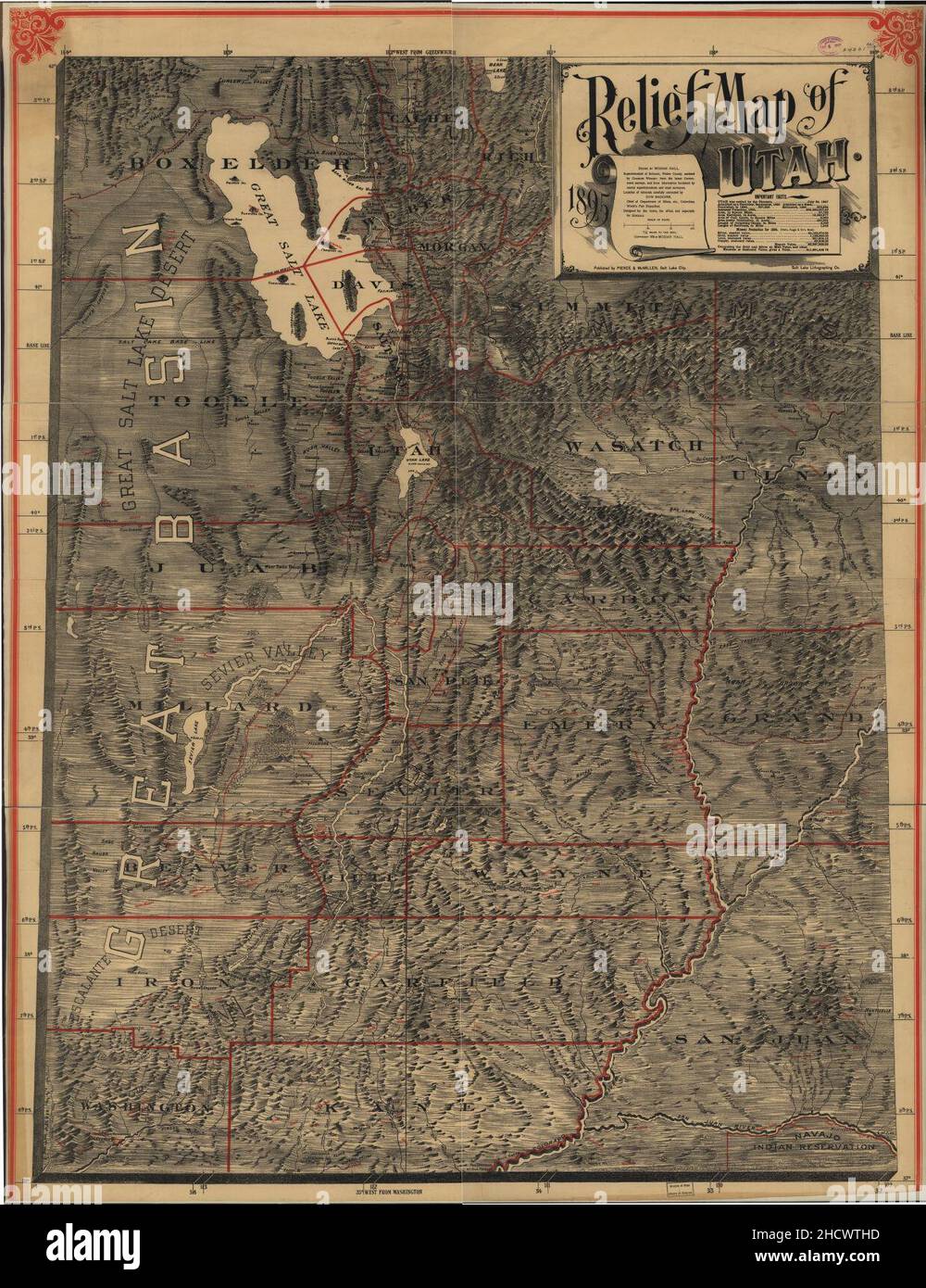 Relief map of Utah Stock Photo - Alamy