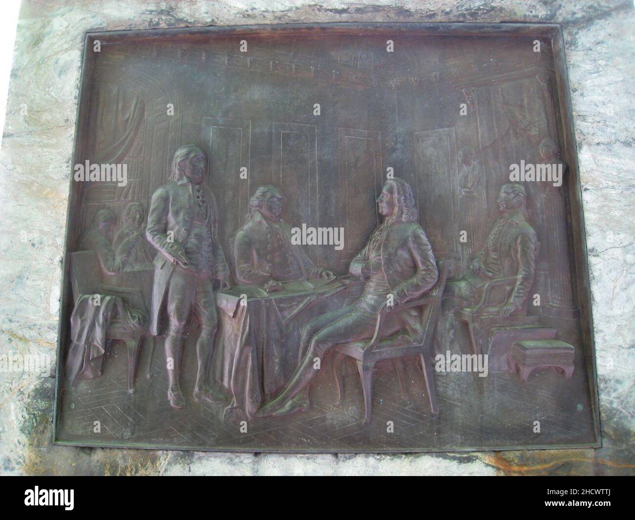 Relief, Benjamin Franklin statue, Old City Hall, Boston Stock Photo - Alamy
