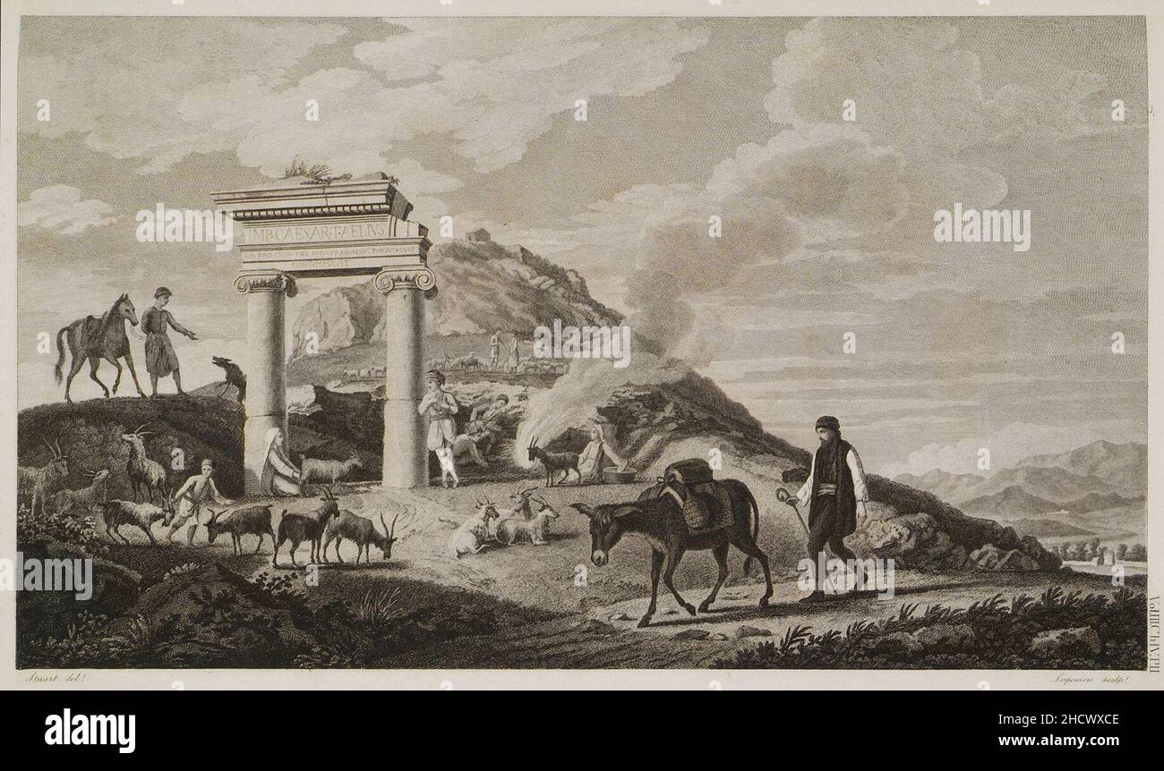 Remains of the portico of the reservoir of the Aqueduct of Hadrian ...