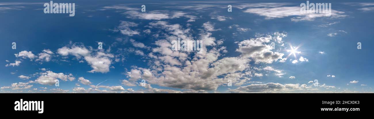 blue sky hdr 360 panorama with white beautiful clouds in seamless projection with zenith for use ...