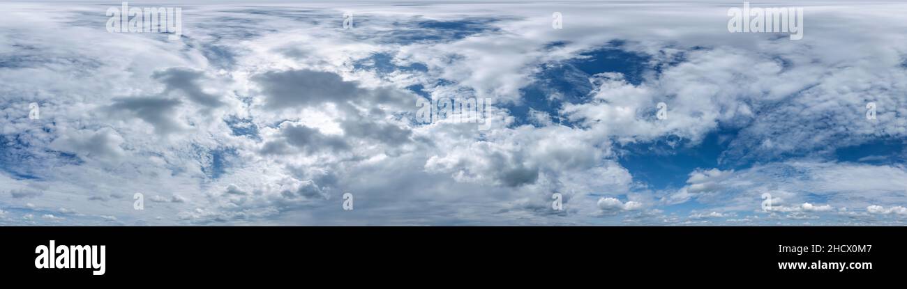 blue sky hdr 360 panorama with white beautiful clouds in seamless projection with zenith for use ...