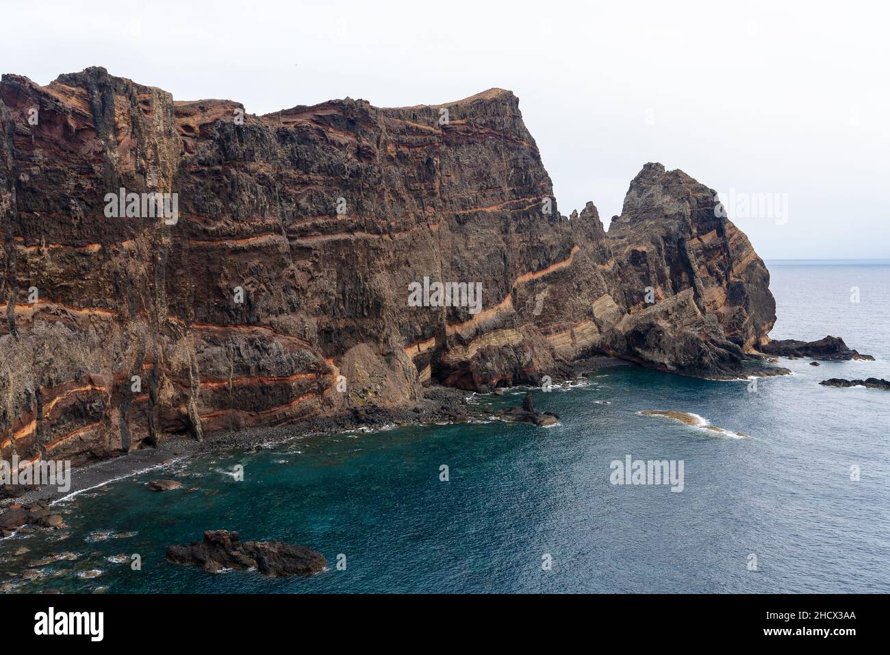 Cliffs at Ponta de Sao Lourenco. Cape is the most eastern point of ...