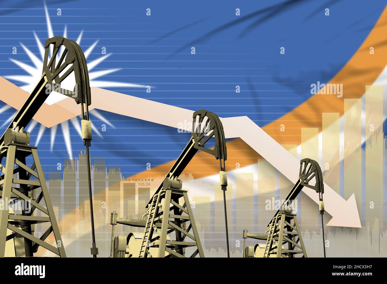 Marshall Islands oil industry concept, industrial illustration ...