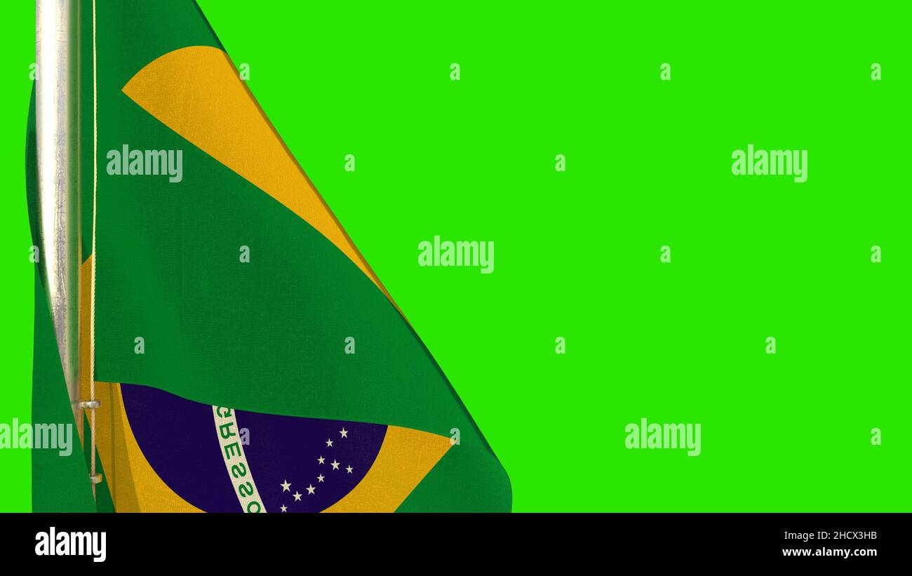 Brazil flag for state holiday on chroma key screen, isolated - object ...