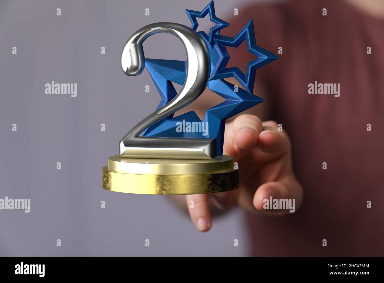 3d rendering of the second-ranked award with a background of a man's ...