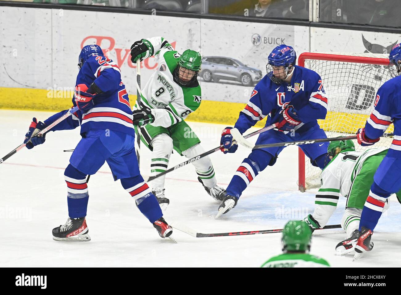 North Dakota Fighting Hawks forward Jake Schmaltz (8), U.S. National ...