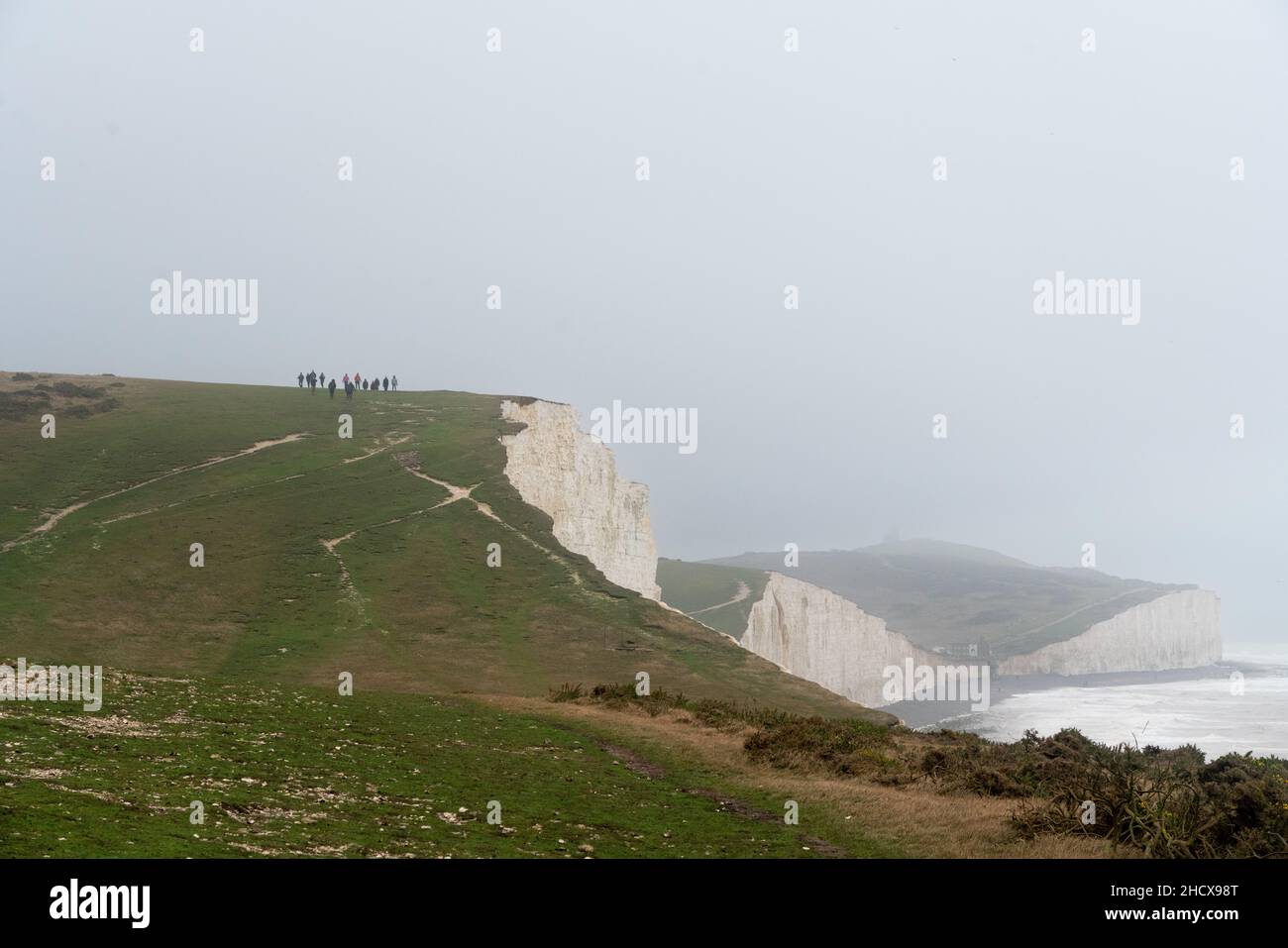 Seven Sisters chalk sea cliffs on the English Channel coast, South ...