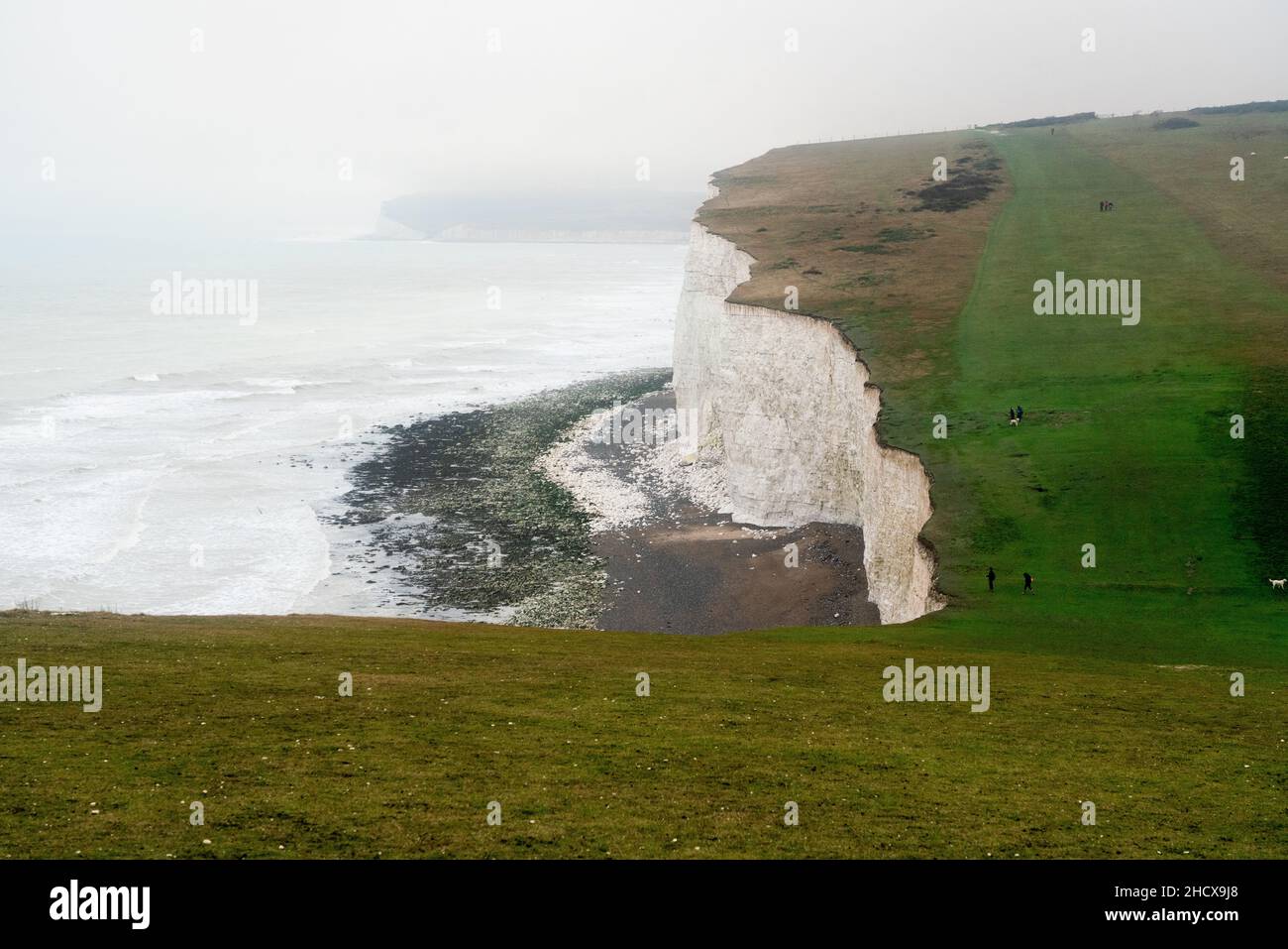Seven Sisters chalk sea cliffs on the English Channel coast, South ...