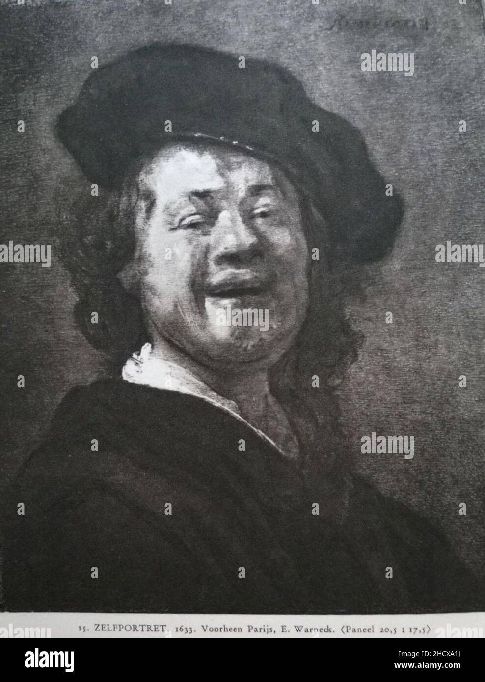 Rembrandt - Self-portrait or Bust of a Laughing Man - 1633 Stock Photo ...