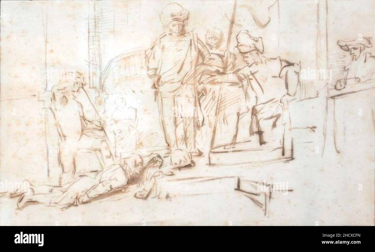 Rembrandt drawing known as 'The Judgment' Stock Photo - Alamy