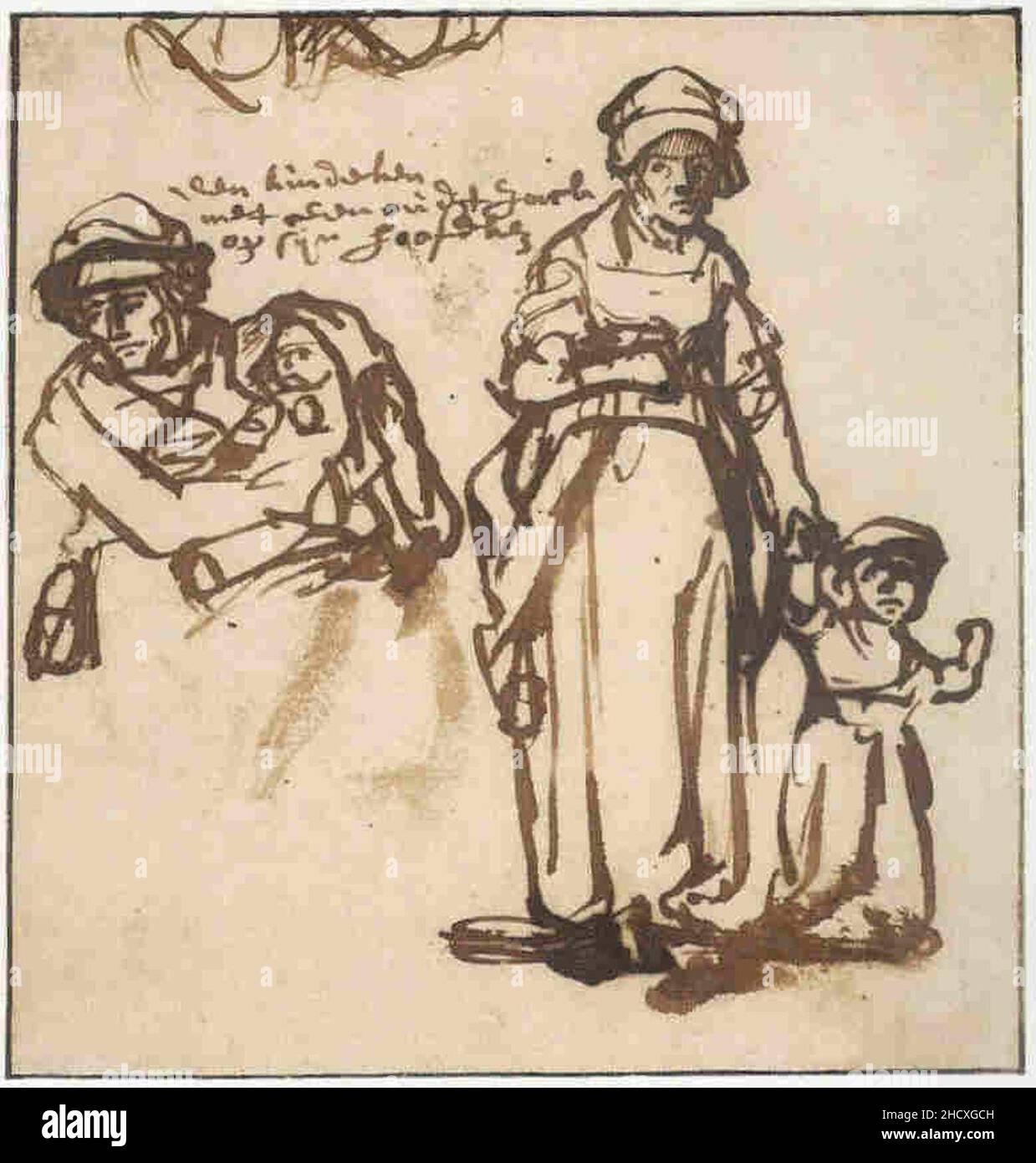 Rembrandt Studies of a Woman with Two Children Stock Photo - Alamy