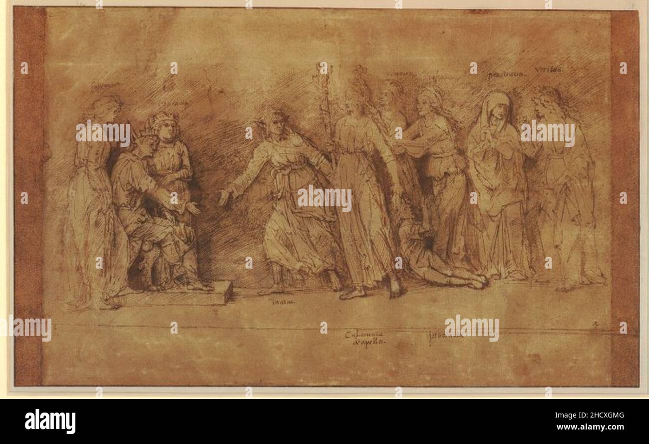 Rembrandt The Calumny of Apelles, after Mantegna Stock Photo - Alamy