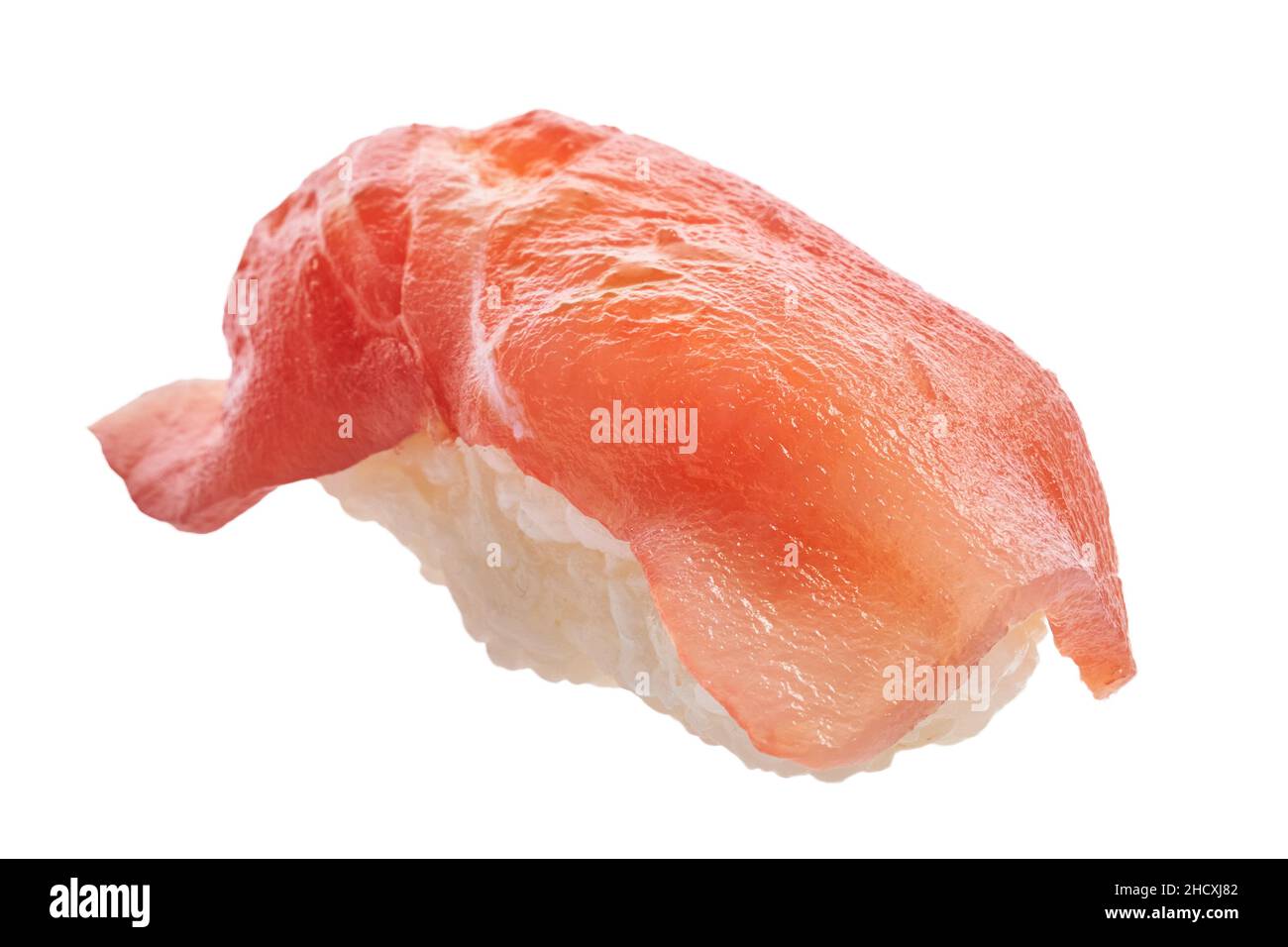 Single salmon nigiri sushi isolated over white background Stock Photo ...