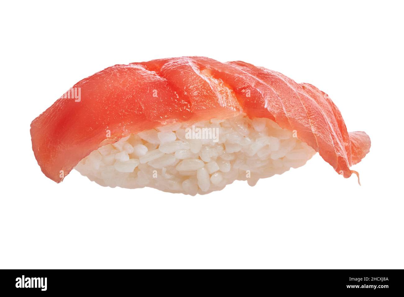 Single salmon nigiri sushi isolated over white background Stock Photo ...