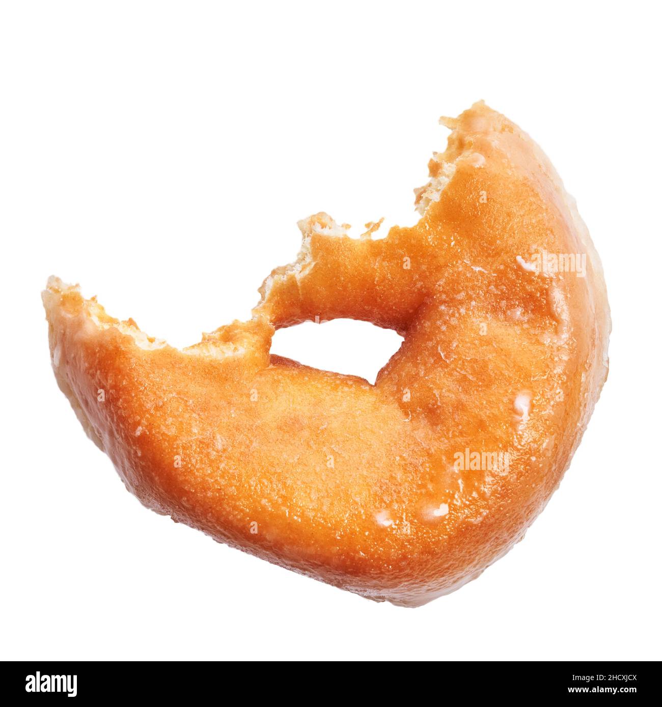SIngle glazed bitten doughnut isolated over white background Stock ...