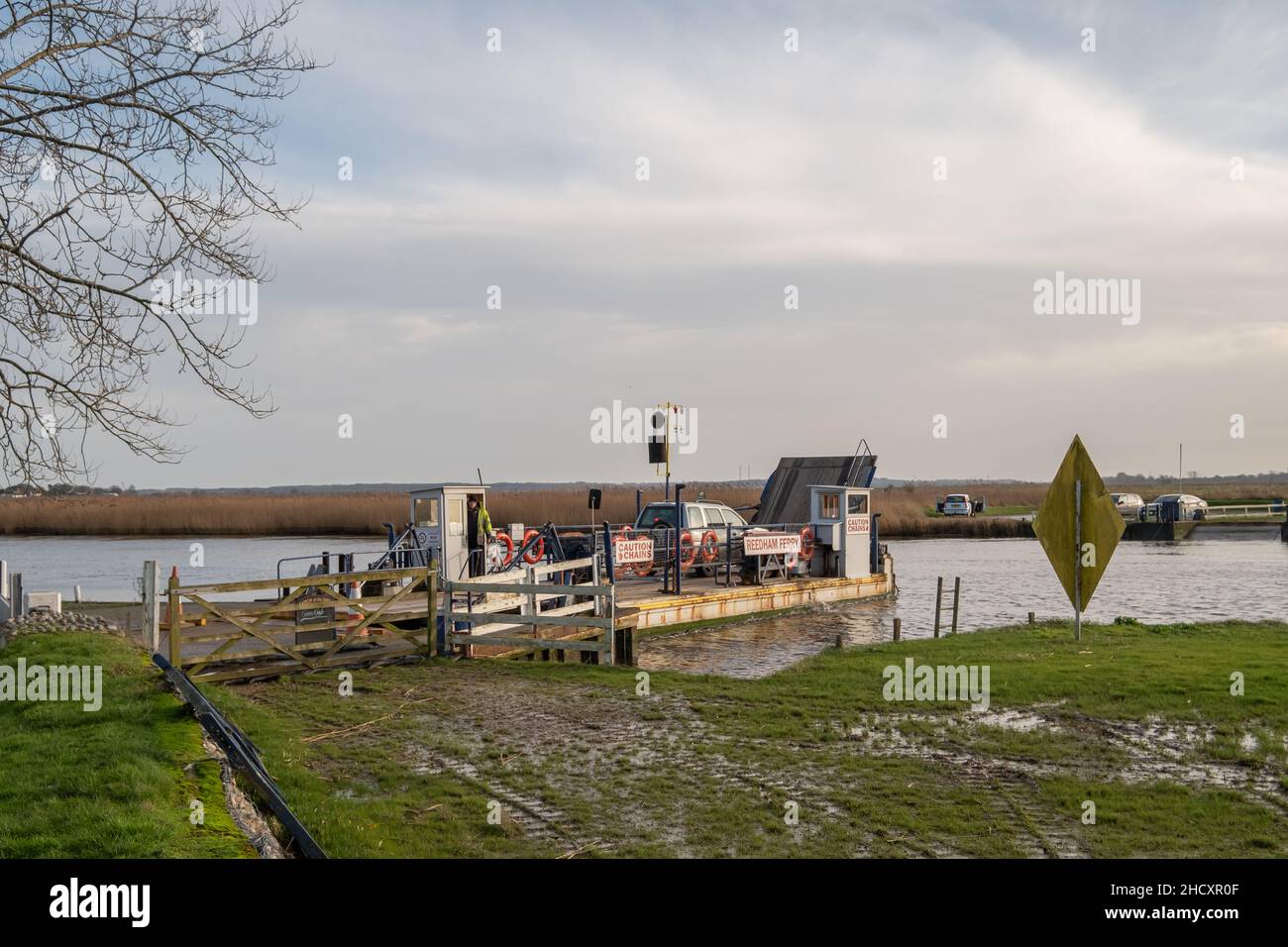 Reedham, Norfolk, UK – January 2022. The Reedham ferry, a vehicular ...